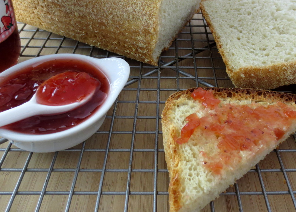 Strawberry-Rhubarb Jam & No-Knead Toasting Bread - Cinnamon and Sugar
