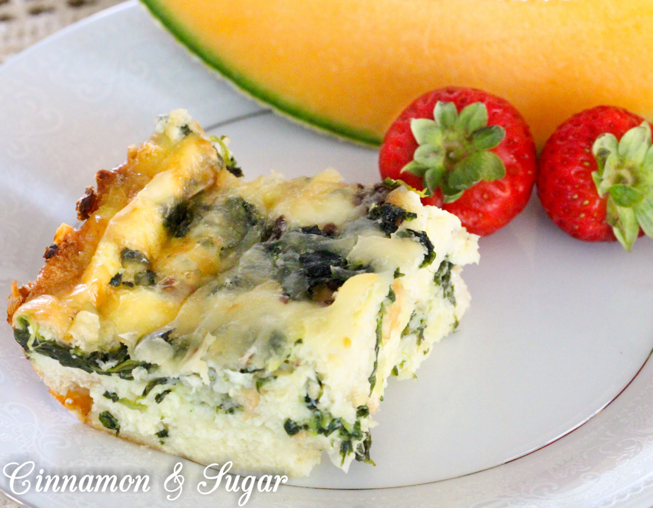 Cheese and Spinach Strata - Cinnamon and Sugar