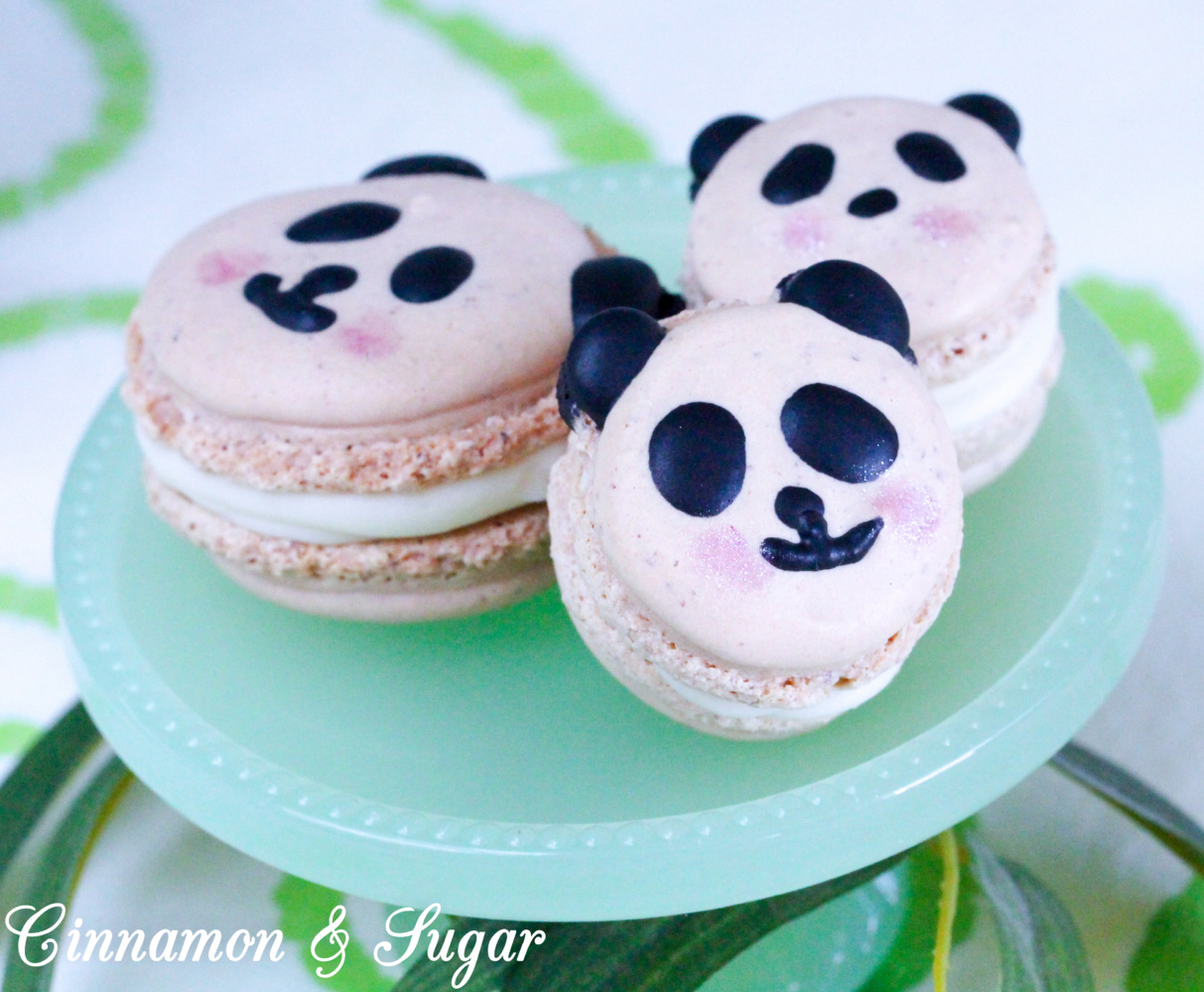 Panda Macarons with White Chocolate Ganache - Cinnamon and Sugar