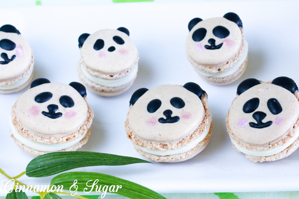 Panda Macarons with White Chocolate Ganache - Cinnamon and Sugar