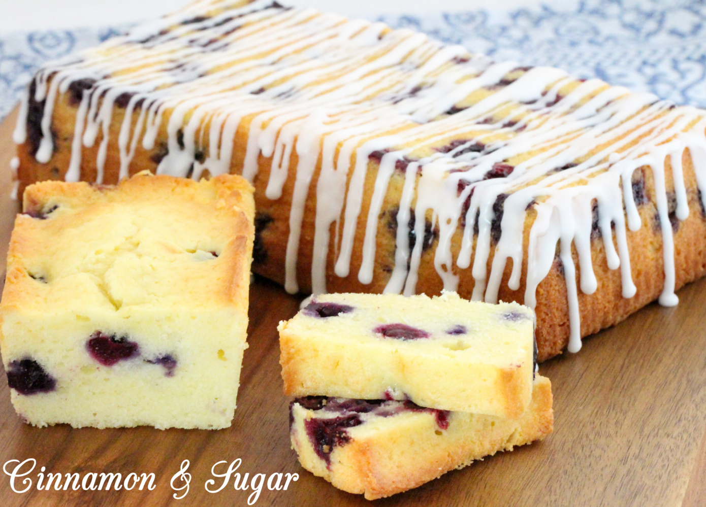 Blueberry Cream Cheese Bread - Cinnamon and Sugar