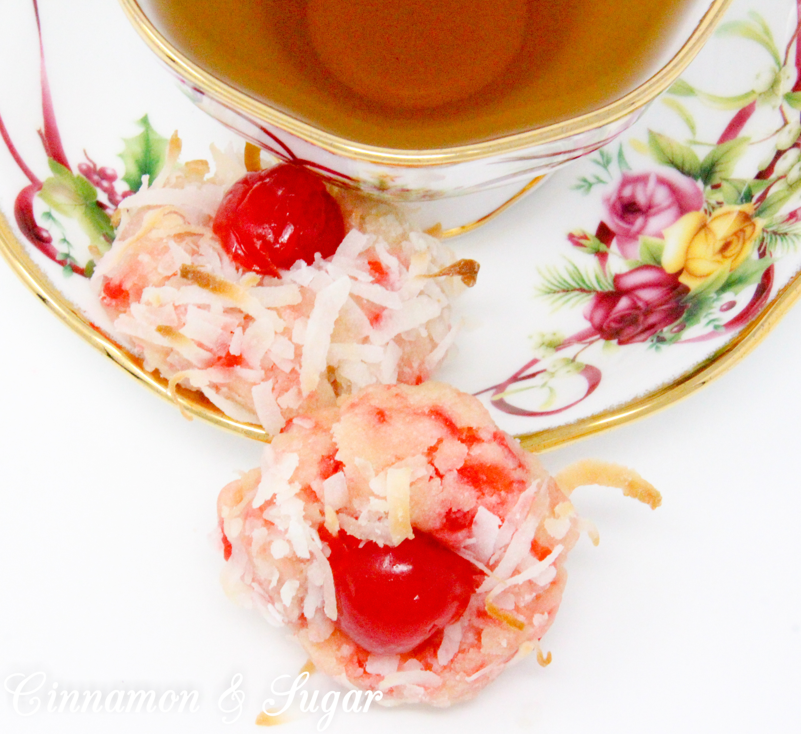 Yuletide Coconut Cherry Cookies - Cinnamon and Sugar