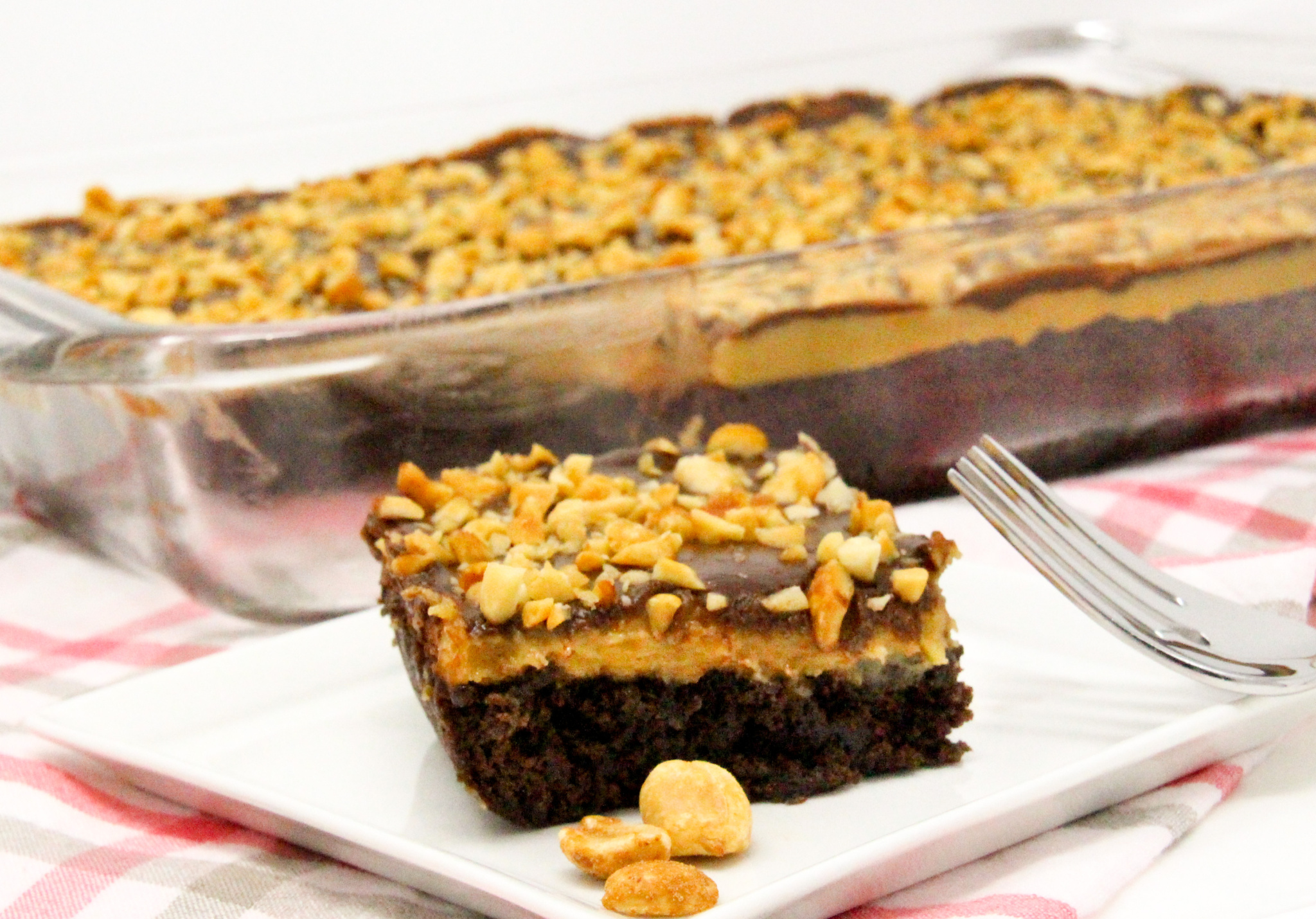 Triple-Layer Peanut Butter Brownies - Cinnamon and Sugar