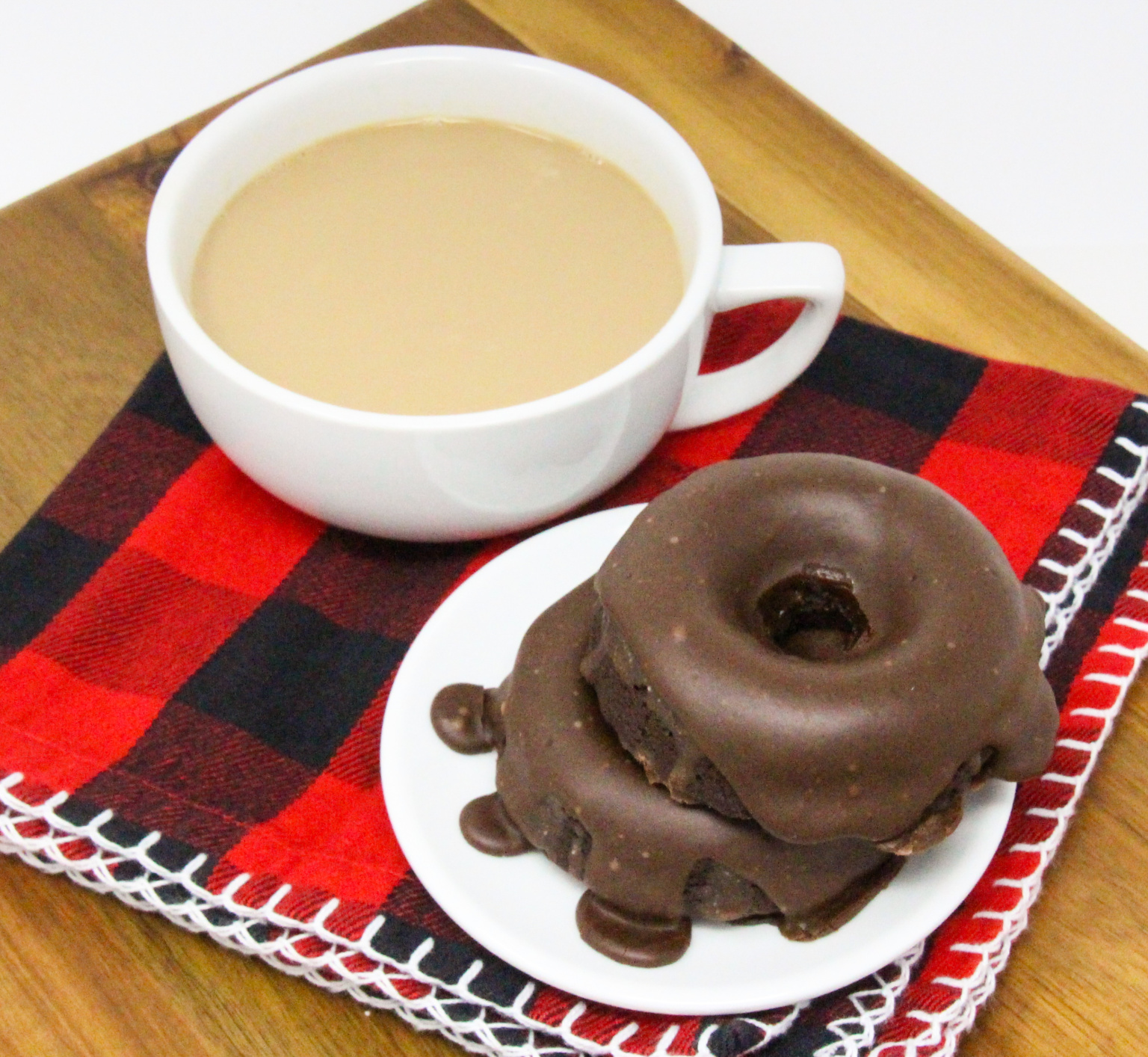 Double Fudge Donuts with Fudge Frosting - Cinnamon and Sugar