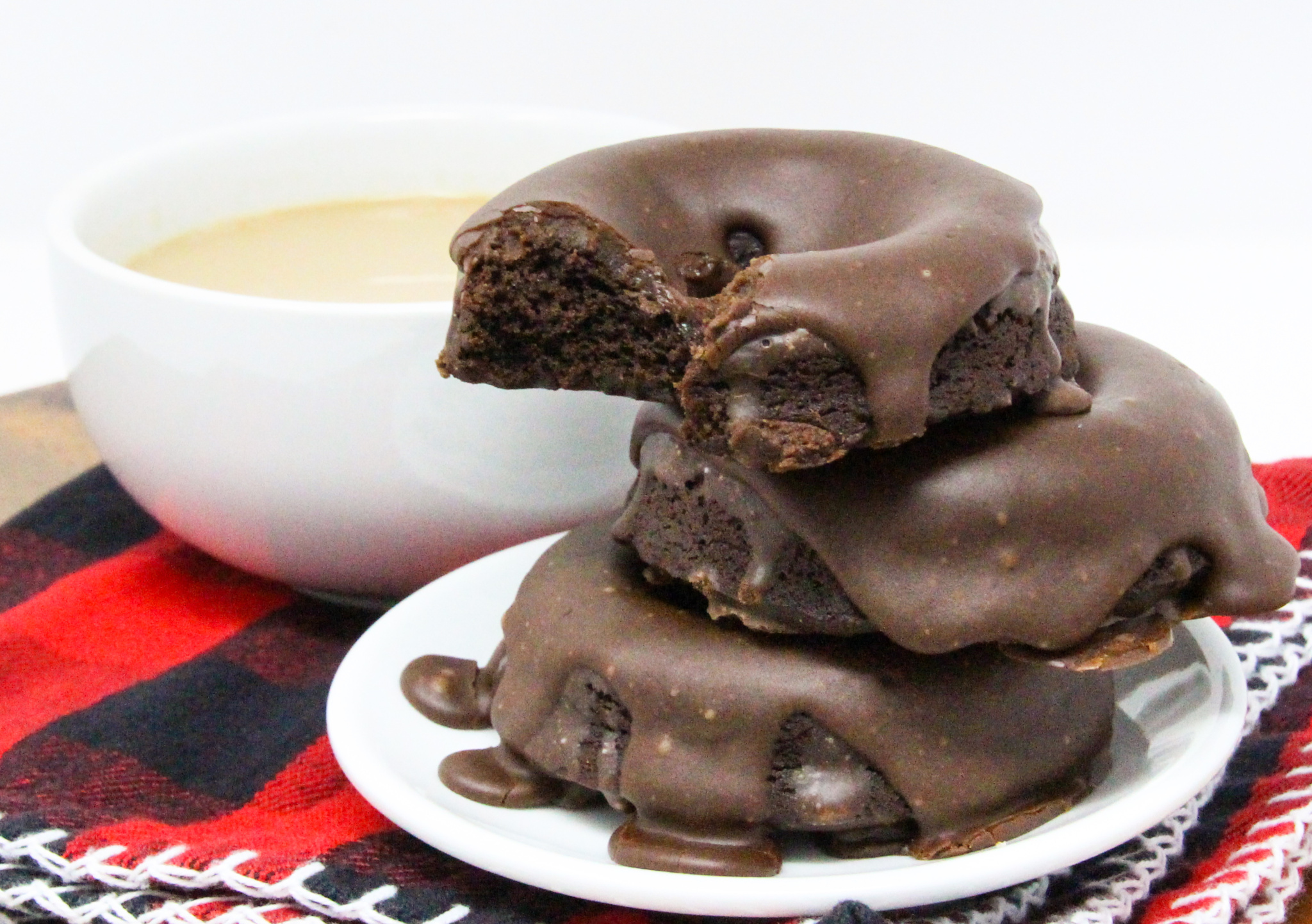 Double Fudge Donuts with Fudge Frosting - Cinnamon and Sugar